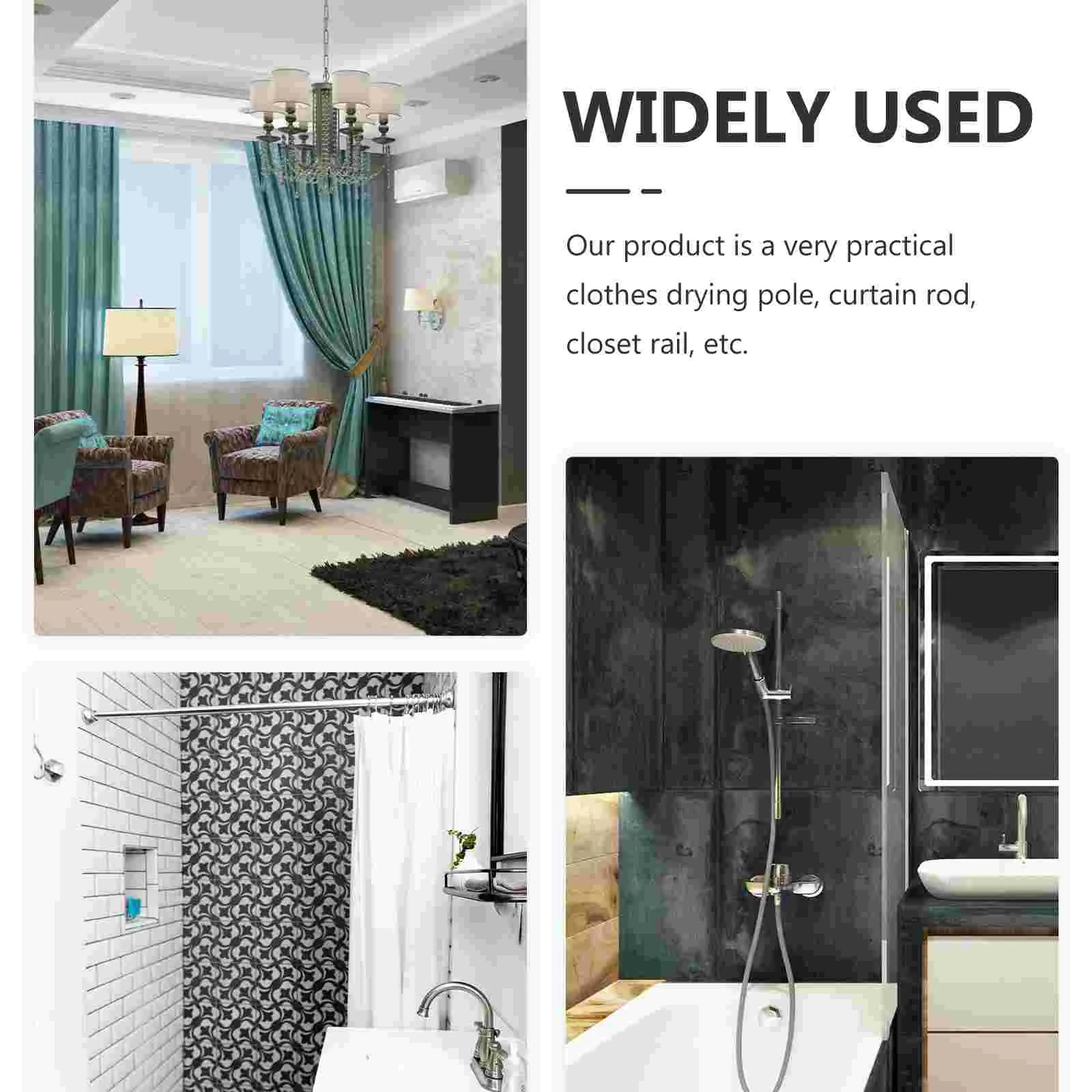 Telescopic Wall Mount Shower Curtain Rod: Stainless Steel Rustproof ...