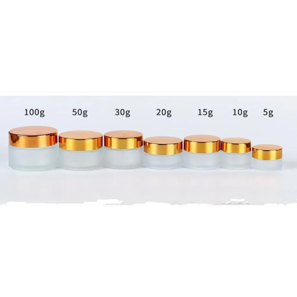 Frosted Glass Refillable Ointment Bottles Cosmetic Cream Containers 5 ...
