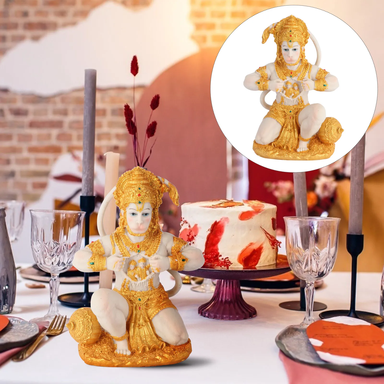 Southeast Asian Resin Lord Hanuman Figurine, Detailed Monkey God Statue ...