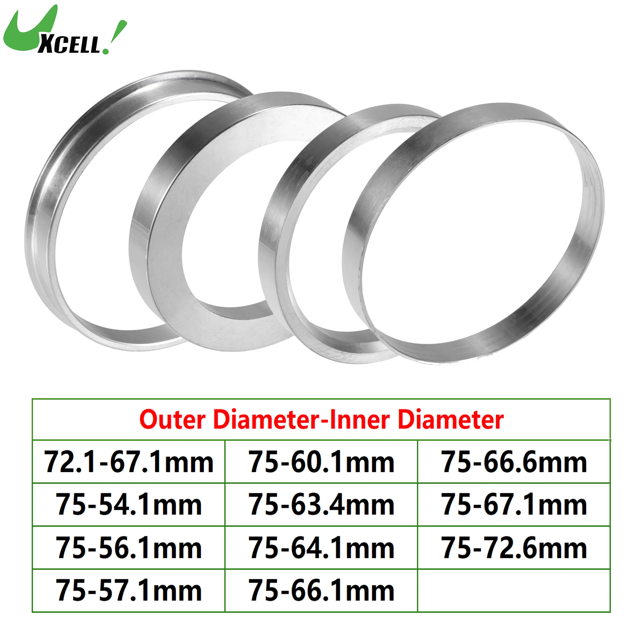 UXCELL Aluminum Alloy Car Hub Centric Rings Wheel Bore Center Spacer OD ...