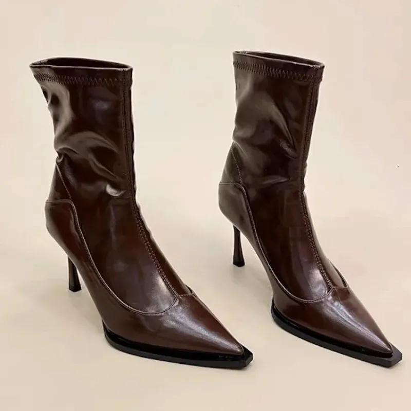 Autumn Winter Women's Ankle Boots Fashion Pointed Toe Elegant Ladies ...