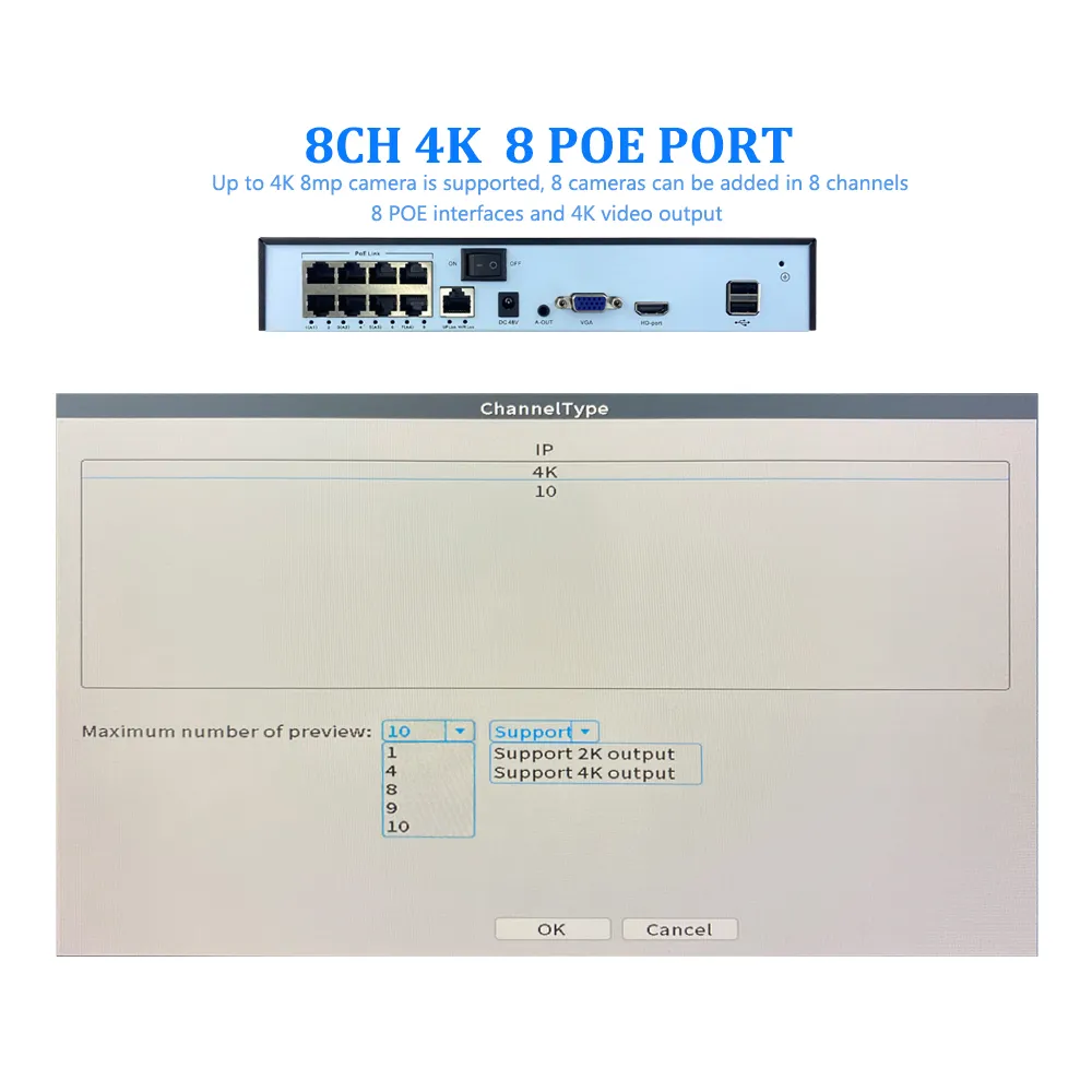 4K 4CH 8CH POE NVR For 8MP 5MP 4MP IP Security Camera... From Ddmymay ...