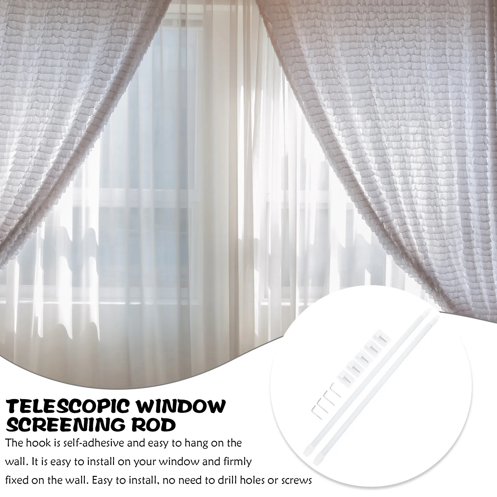 Adjustable Plastic Telescopic Curtain Rods Extendable Mini Curtain ...