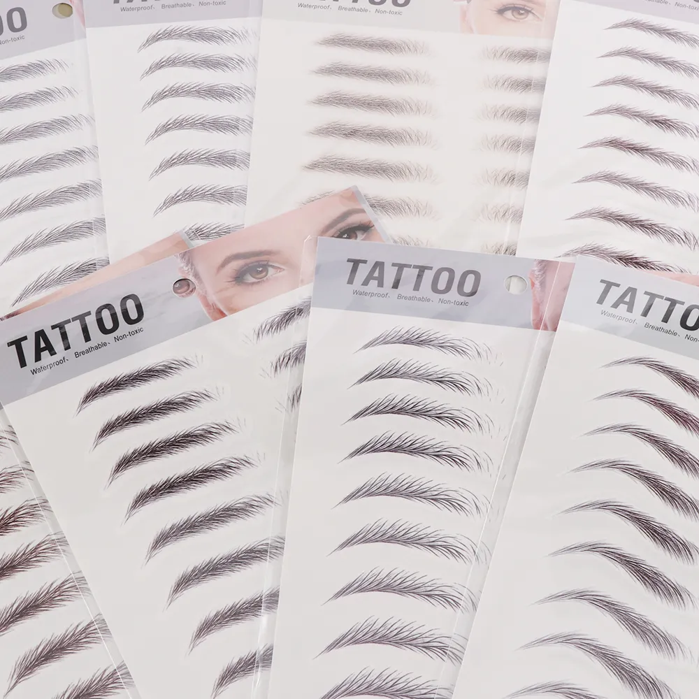 4D/6D Bionic Tattoo False Eyebrow Stickers, Semi-Permanent Water ...