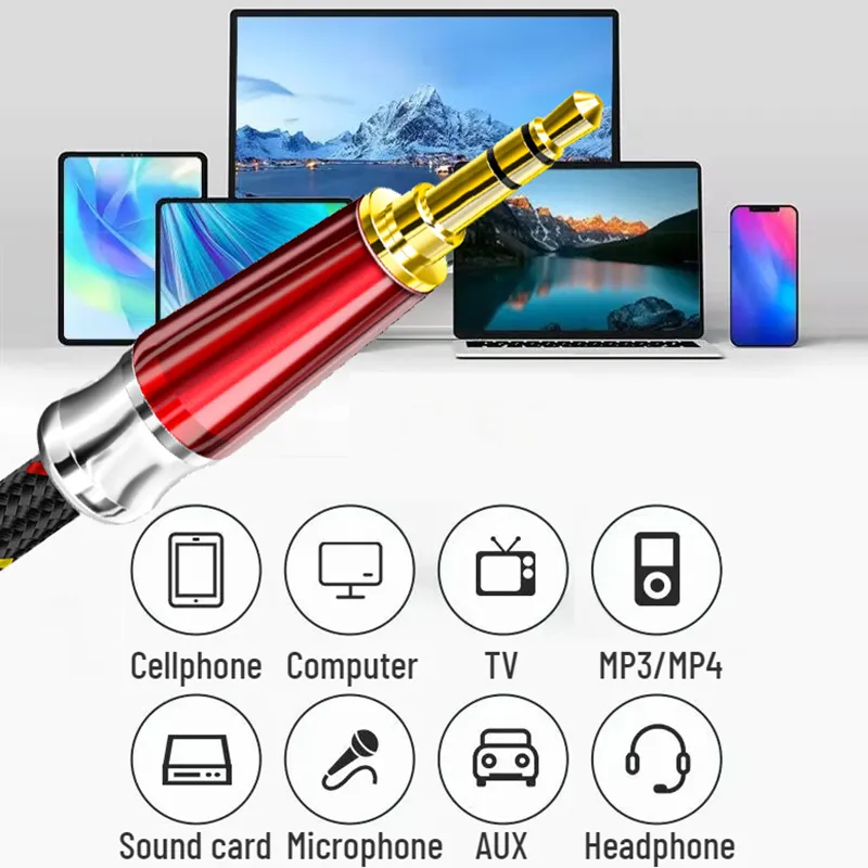 DHgate.com:5mm Stereo Audio Aux Cable, Male to Male Auxiliary Cord for ...