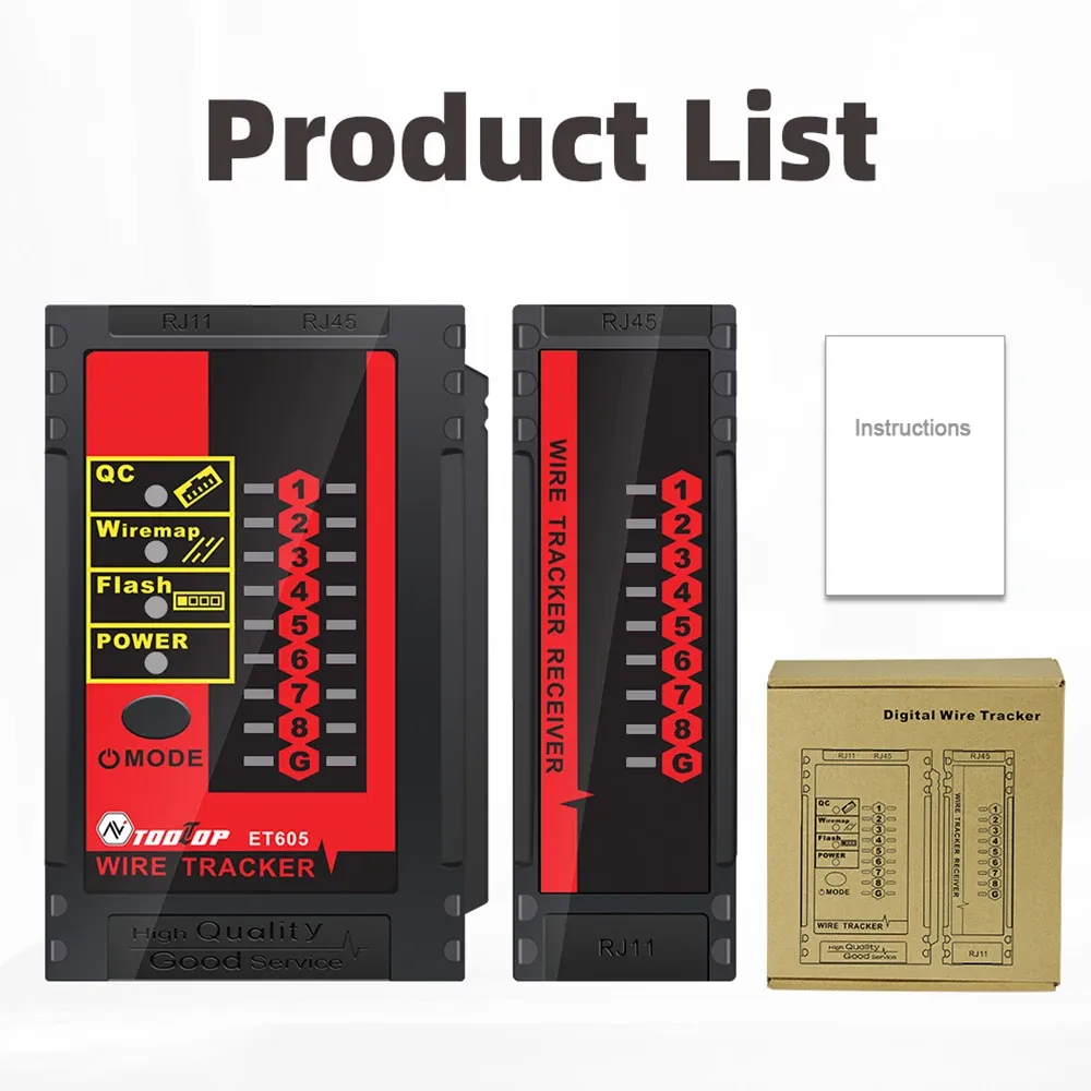 ET605 Multifunctional Network Cable Tester with RJ45/RJ11 Ports, PoE ...