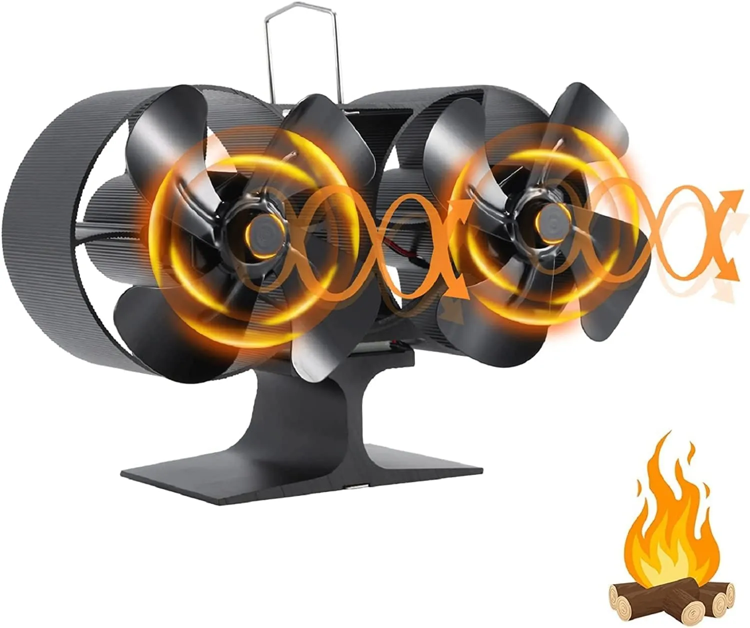 Heat Powered Stove Fan with 8-Blades Twin Motor Non-Electric ...
