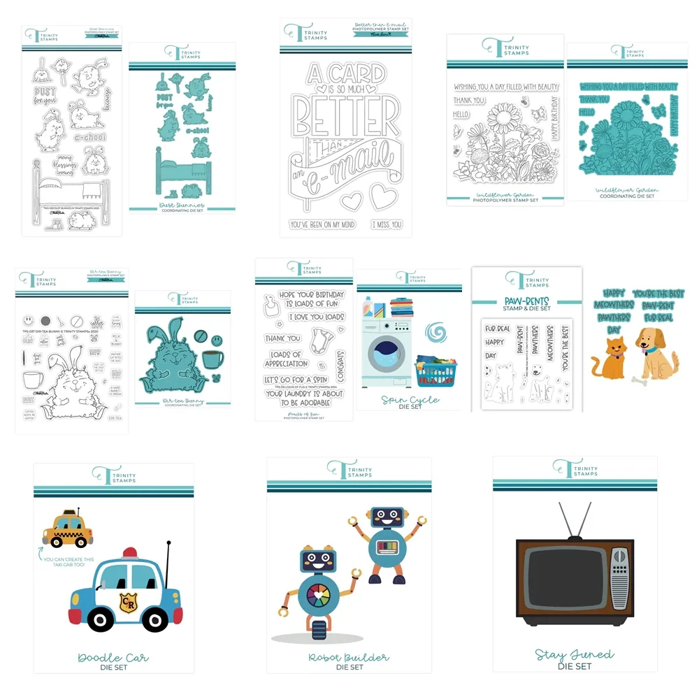 Spin Cycle Doodle Car Robot Metal Cutting Dies Clear Stamps For ...