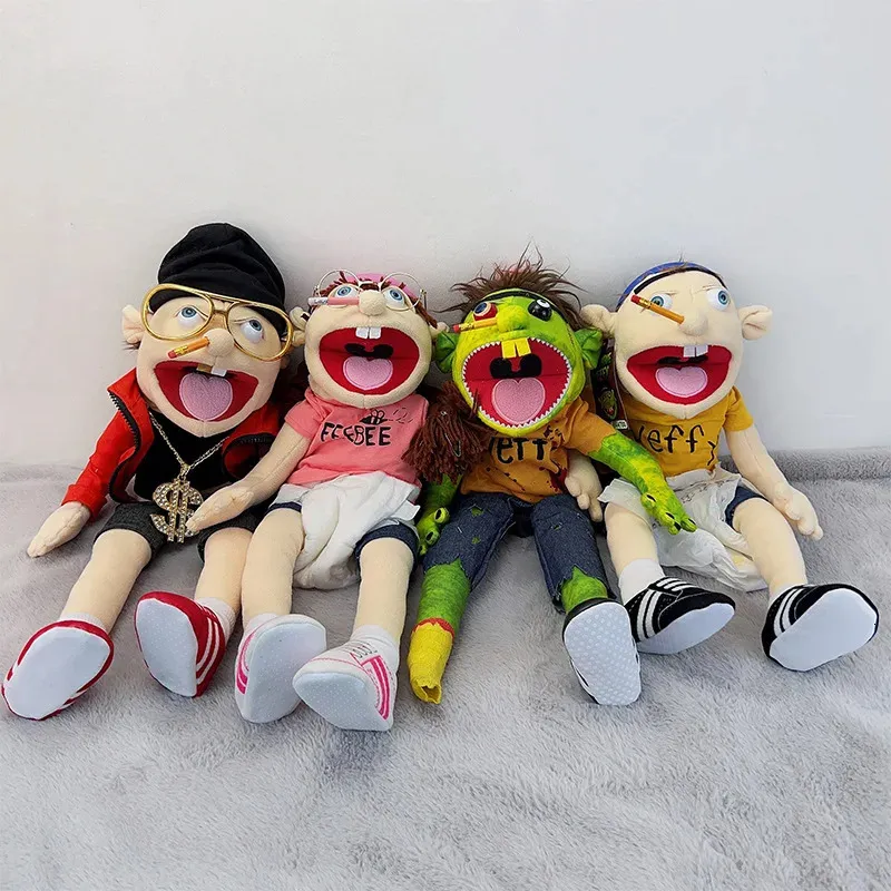 60cm Large Jeffy Puppet Plush with Hat, Game Toy Cartoon Feebee Singer ...