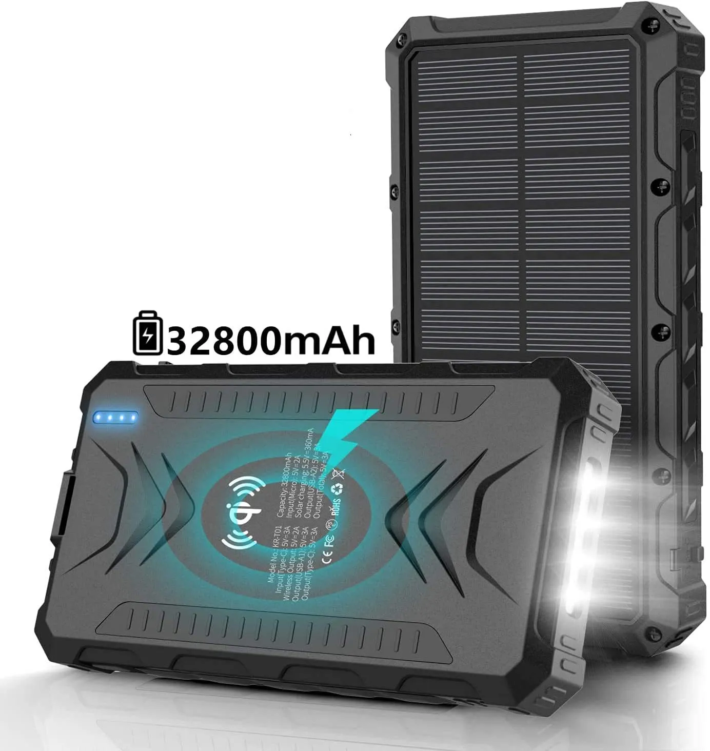 Portable Solar Power Bank 30000mAh External Battery Charging Poverbank ...