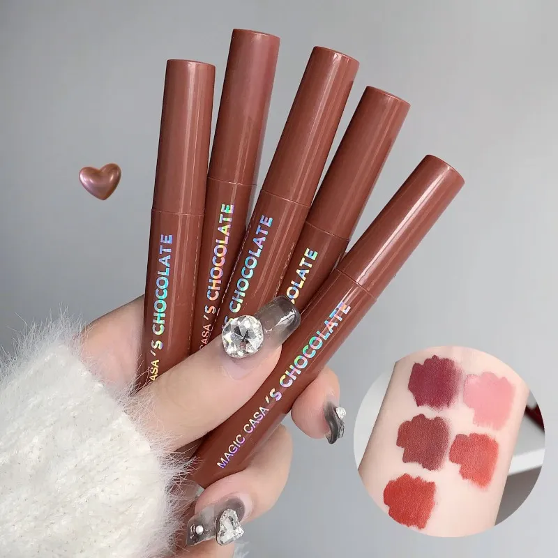 Chocolate Velvet Matte Lipstick Set - Coffee Milk Lip Tint Liquid Glaze ...