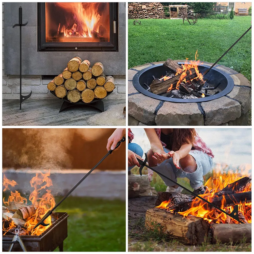 Steel Fire Poker for Fire Pit or Fireplace - Indoor/Outdoor Fire Pit ...