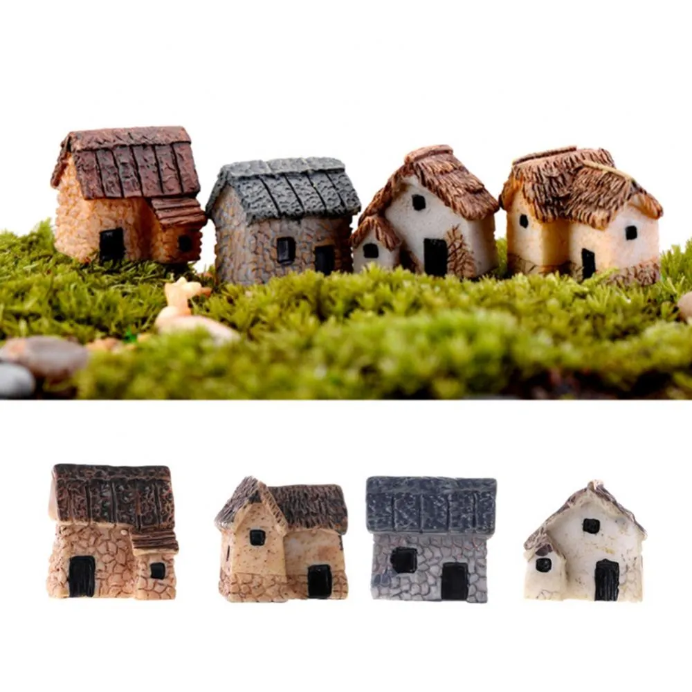 1/Resin Miniature Micro Landscape Village Stone House, 22.5cm, DIY Doll ...