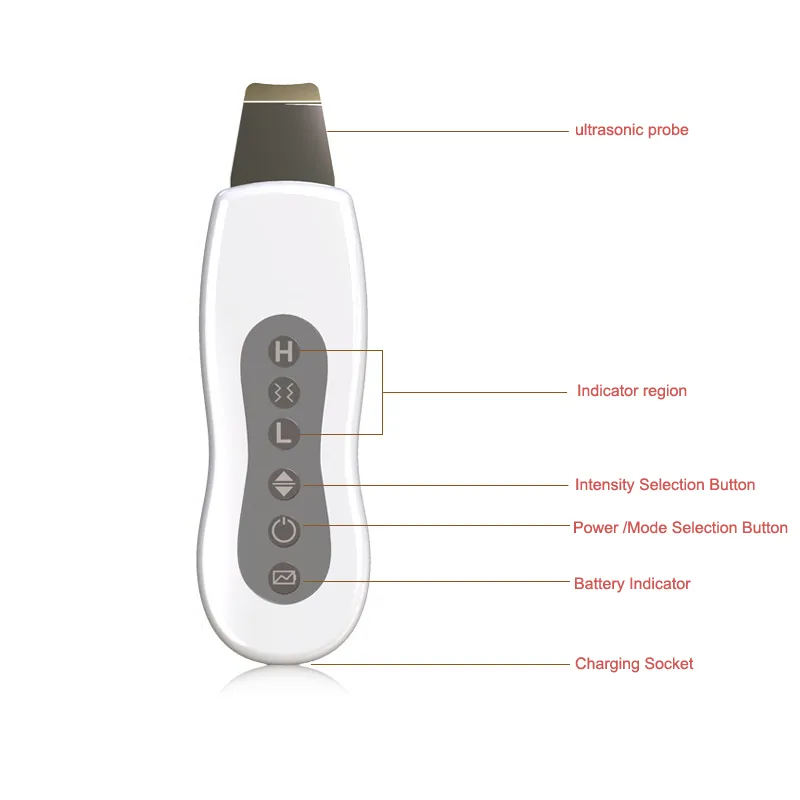 Ultrasonic Face Skin Cleaners Facial Sonic Pores Cleaning Scrubber With ...