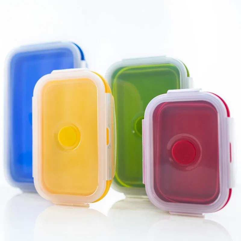 Silicone Tri-color Lunch Box Set, Set of 3 Portable Microwave Safe Food ...