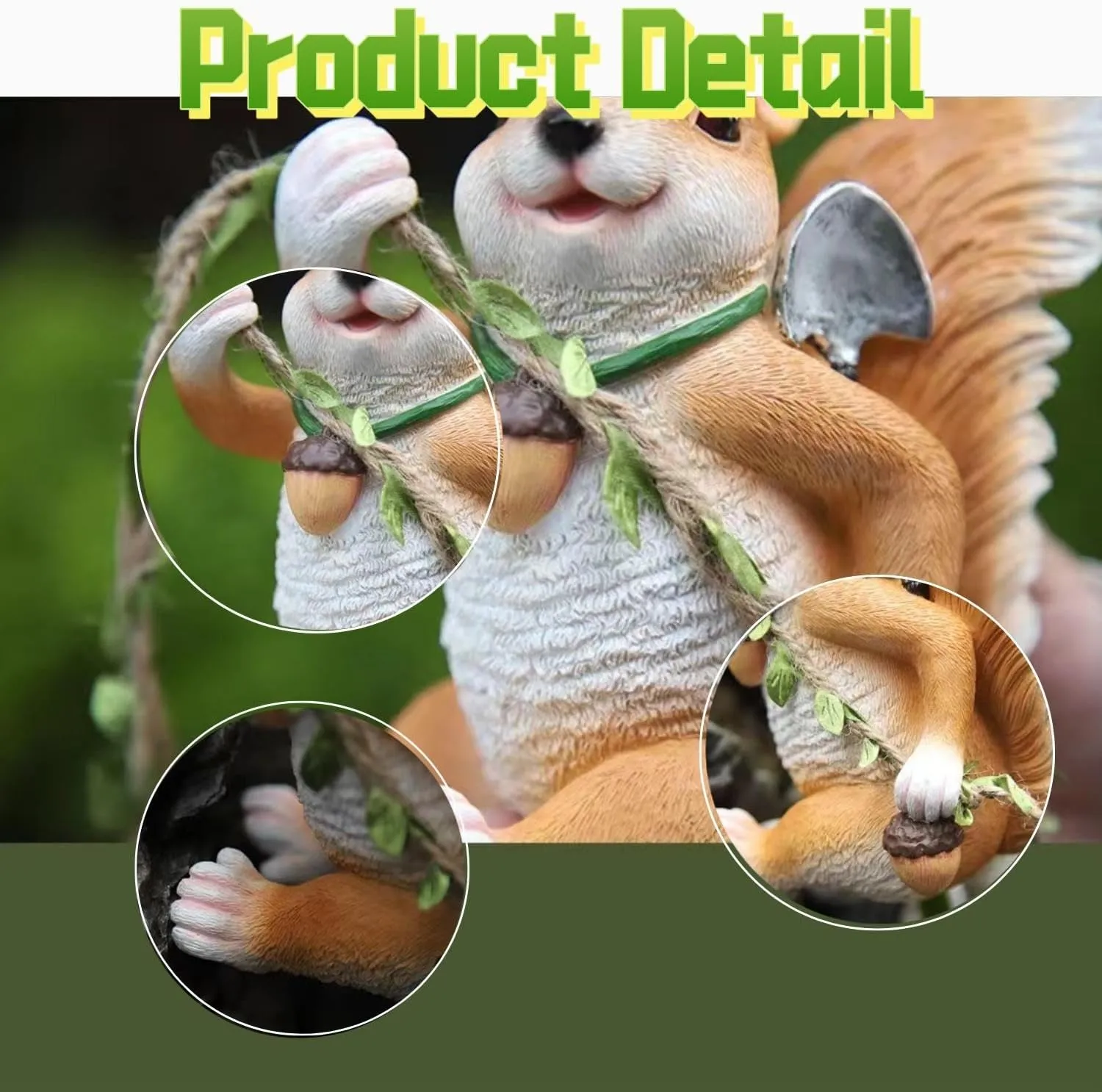 Funny Climbing Squirrel Garden Statue, Outdoor Resin Decor with Rope ...
