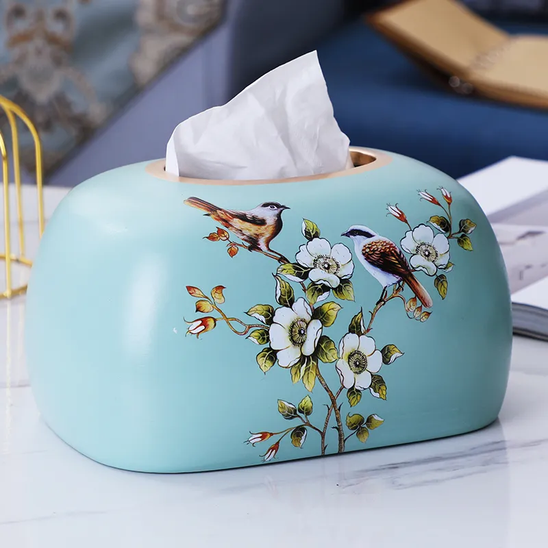 Oval Ceramic Tissue Box - European Style Porcelain Car Napkin Holder ...