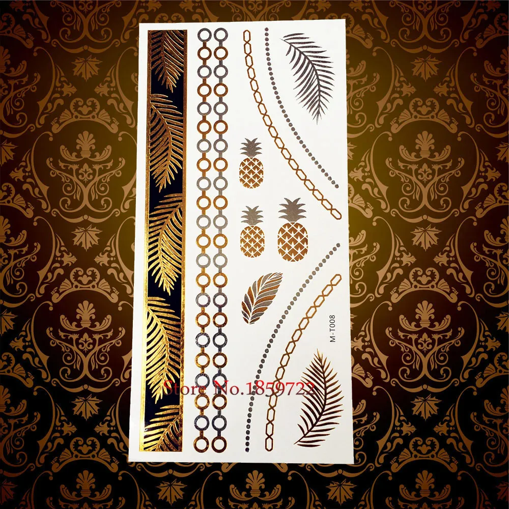 DHgate.com:1PC Metallic Waterproof Flower Armband Temporary Tattoo ...