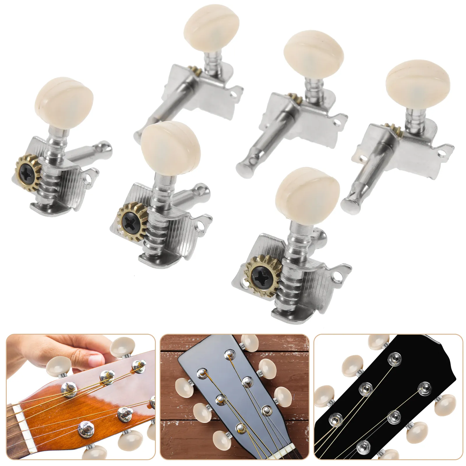 6-Pack Acoustic Guitar Tuning Pegs: Universal Tuning Keys for Bass and ...