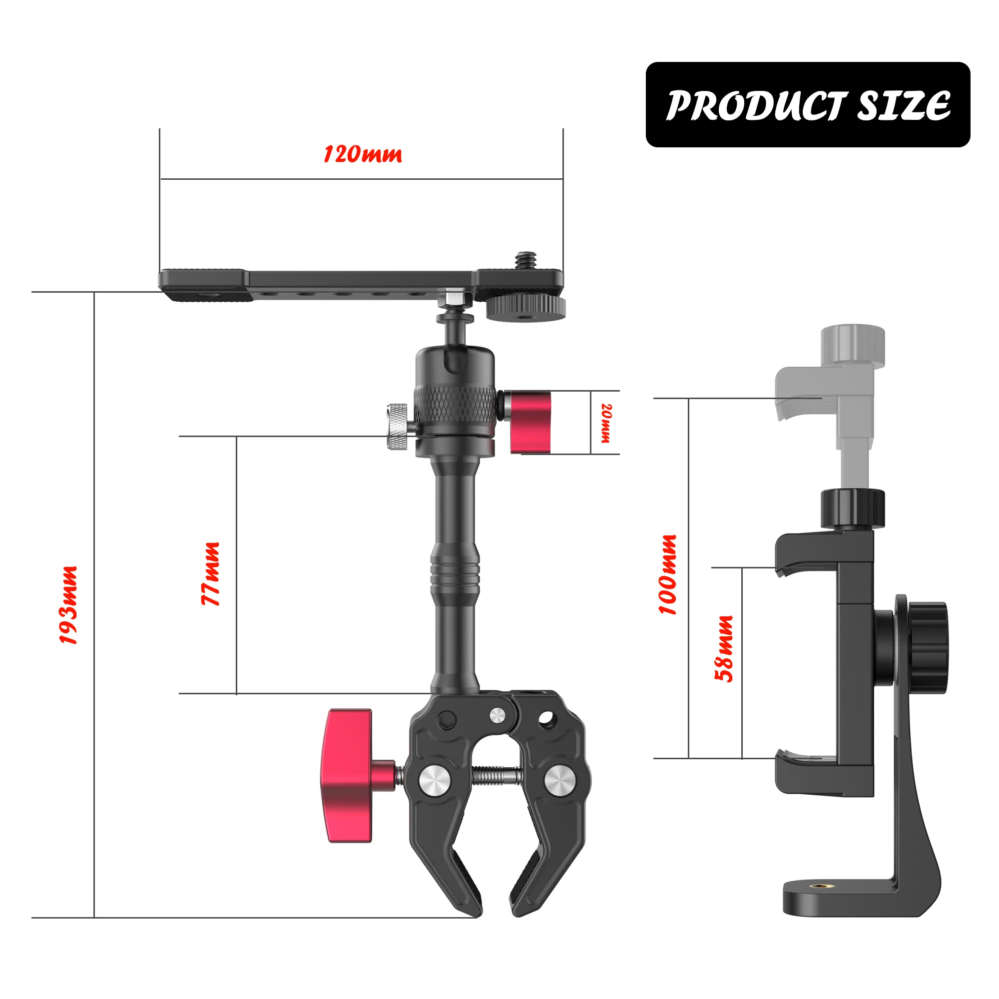 Metal Super Clamp Camera Mount With 360° Ball Head Magic Arm Holder ...