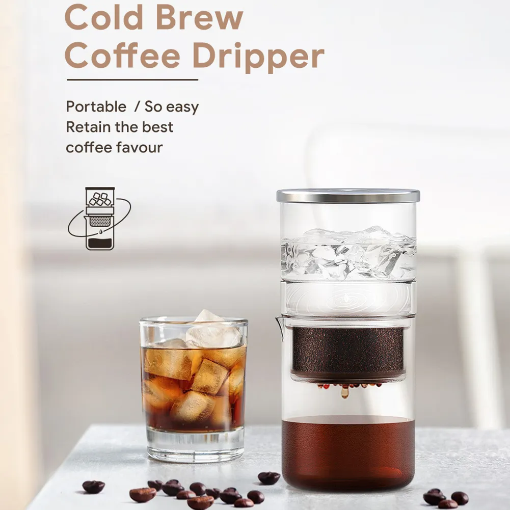300ml Portable Cold Brew Coffee Maker with Removable Ice Drip Filter ...