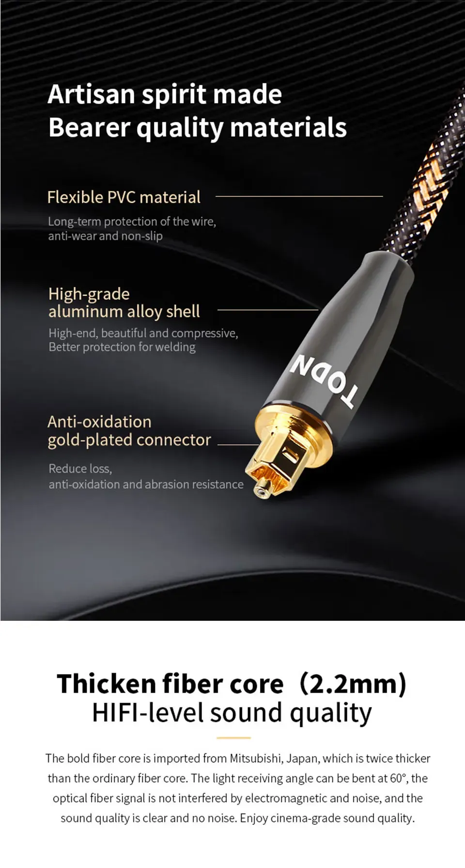 Digital Optical Audio Toslink Cable Fiber Optic Audio Cable for HIFI ...