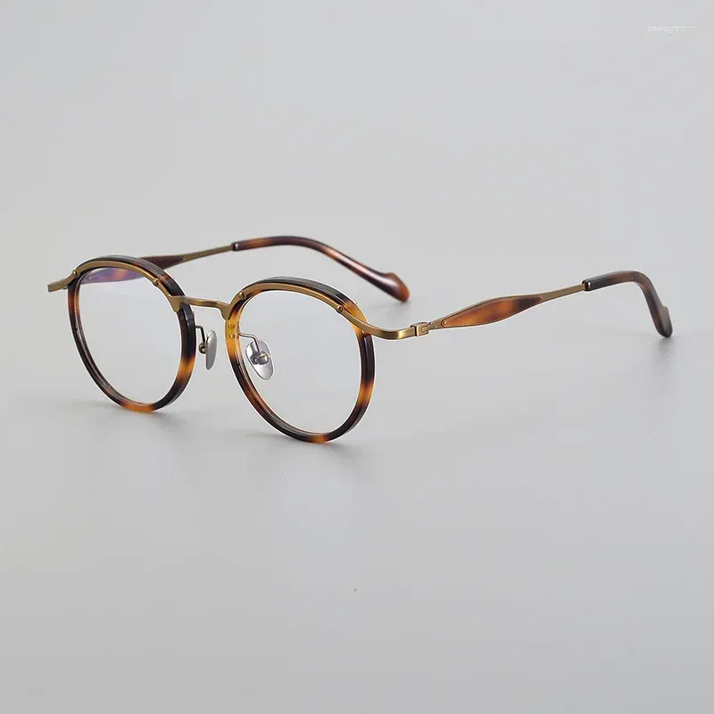 Round Vintage Acetate Eyeglasses Frames For Men 2024 Tortoise Shell ...