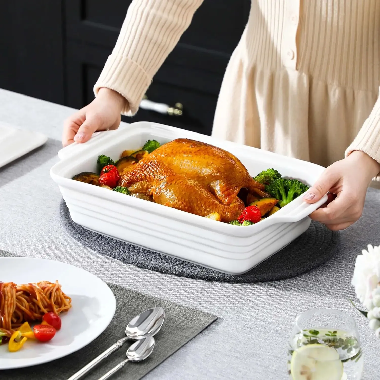 Baking Dish With Lid: Porcelain Casserole Dish With Lid, 13x9 Lasagna ...