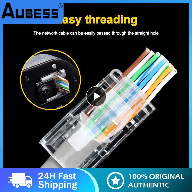 8 Pack Crystal CAT5e RJ45 Connectors, 8P8C Modular Ethernet Cable Ends ...