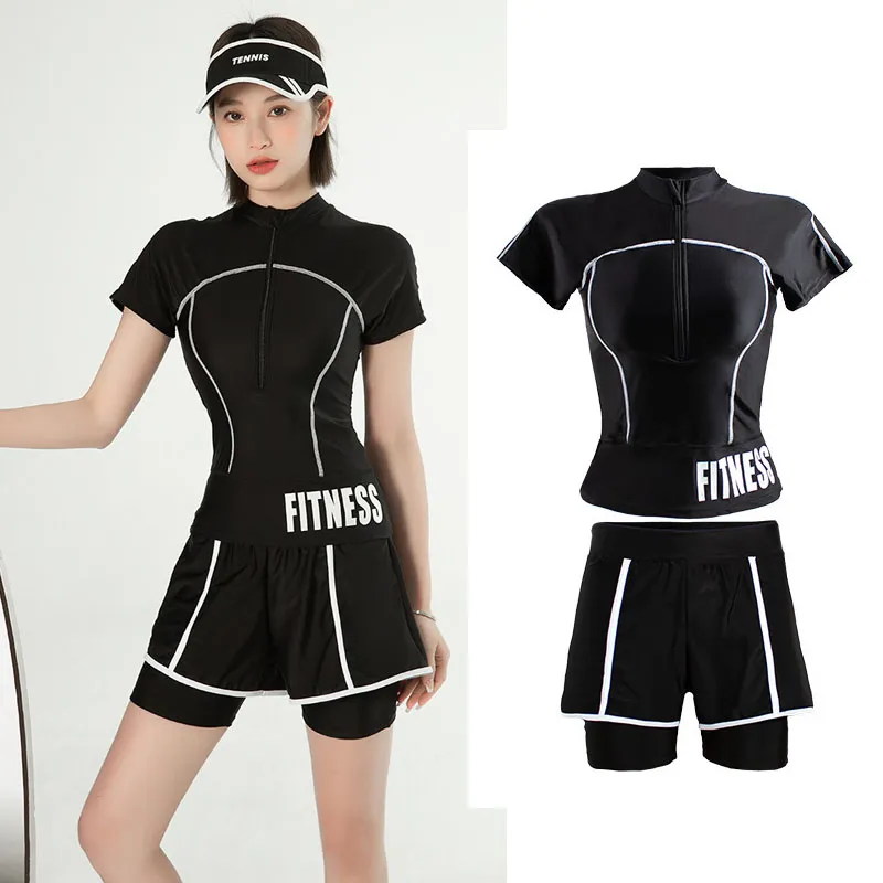 Women's Long Sleeve Swimsuit with Boyshorts: Sun Protection Rash Guards ...