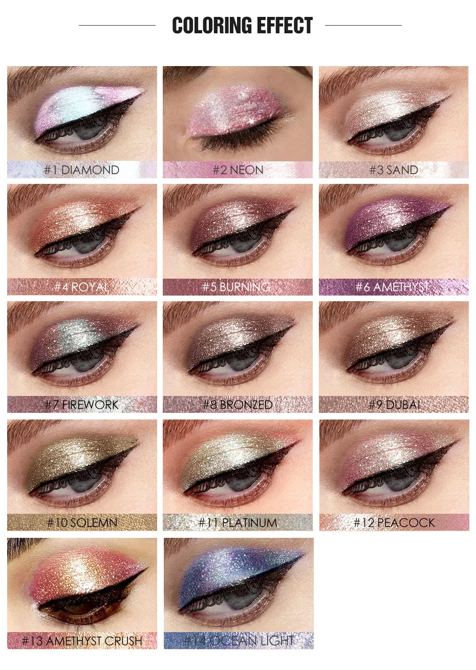 FOCALLURE Liquid Eyeshadow Sequins Super Shimmer Holographic Waterproof ...