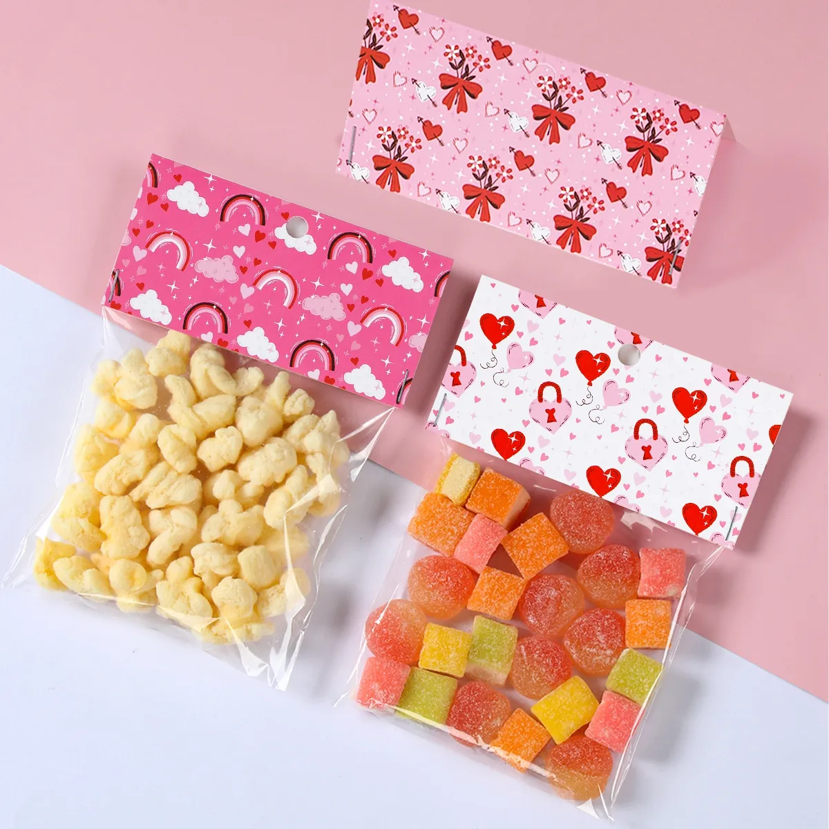 Clear Plastic Candy Bags - 100 Pack Heart-Shaped Cookie Treat Bags for ...