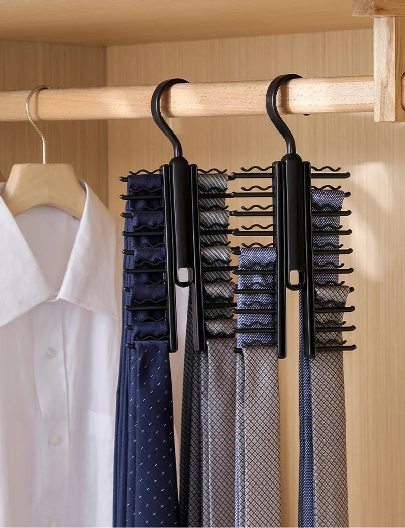 360° Rotating Tie Rack with Adjustable Belt Hanger | Space-Saving ...
