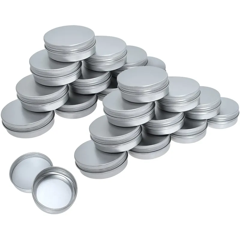 30-Pack Round Silver Aluminum Tins with Screw Lids - Empty Refillable ...