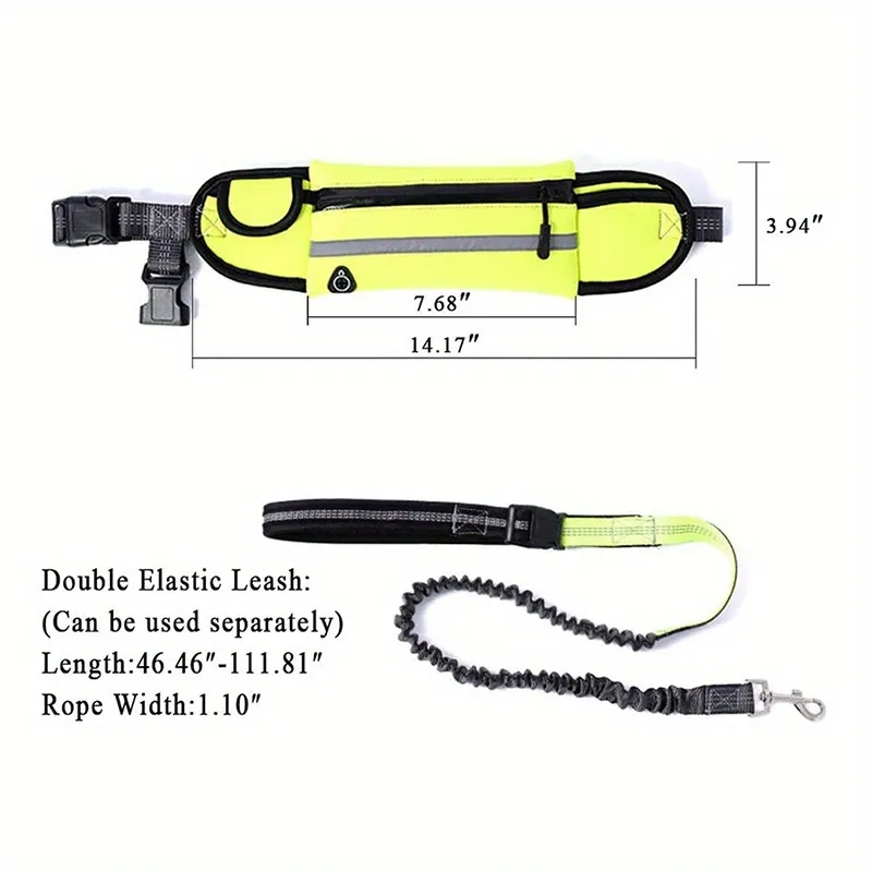 Hands-Free Dog Leash with Adjustable Waist Belt and Reflective Strip ...