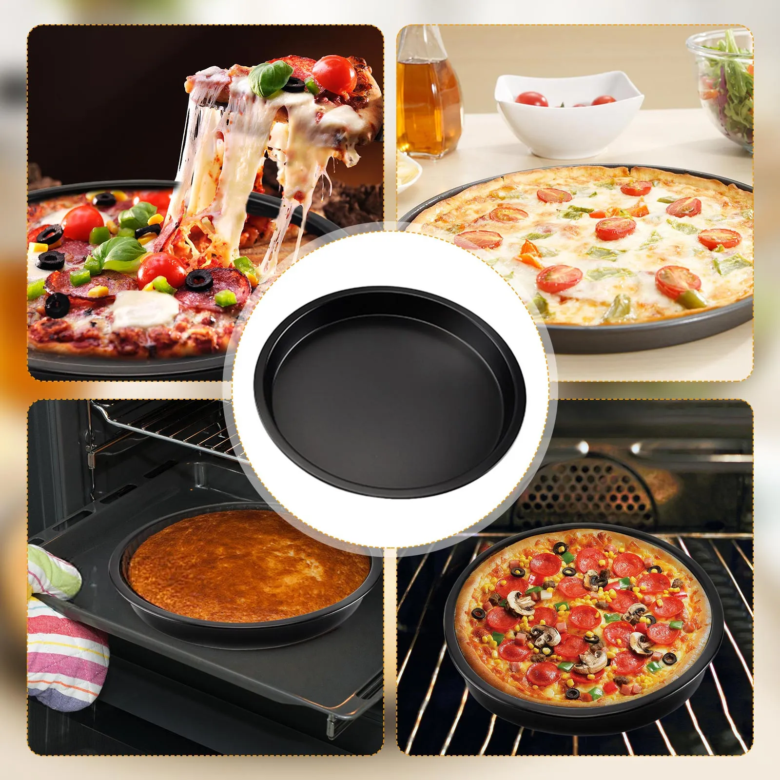 Round Nonstick Cake Baking Tray Oven Storage Plates Pan Mold for Bread ...