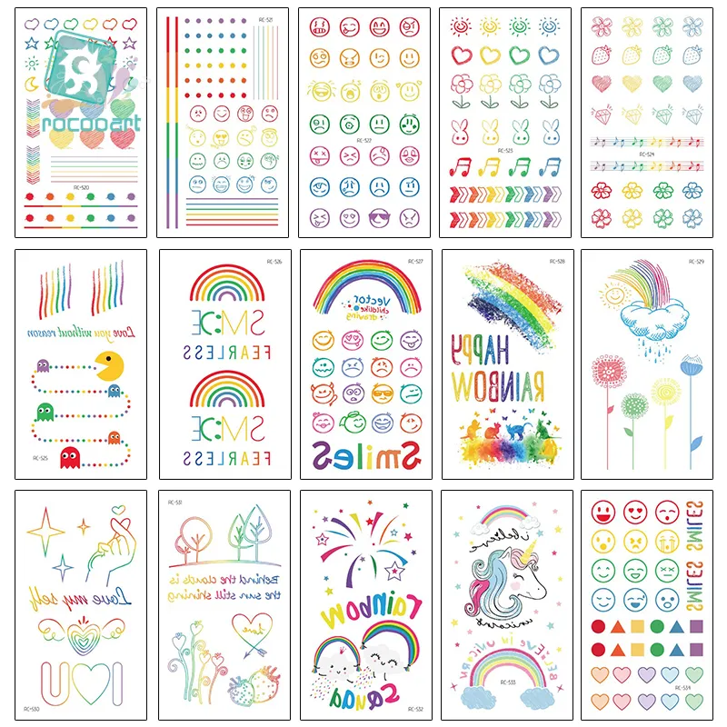 Rainbow Temporary Tattoo Stickers: Colorful Waterproof Small Body Art ...