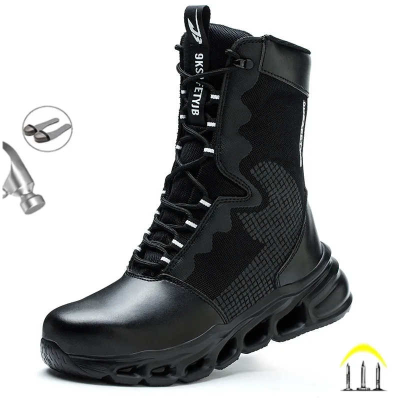 Fashion Mens Steel Toe Work Boots Safety, Anti Smashing Military Style ...