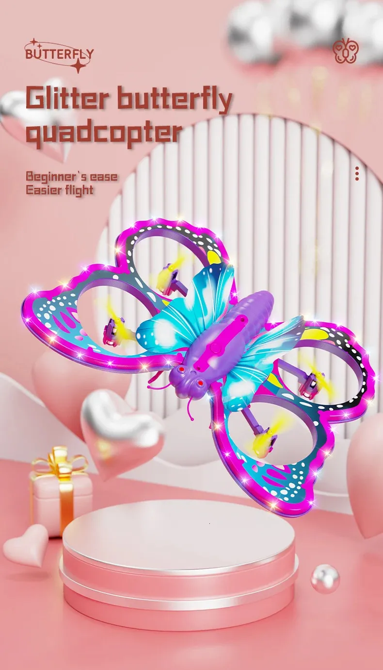 Glitter Butterfly Mini Drone: Gravity Sensing RC Quadcopter, Remote ...