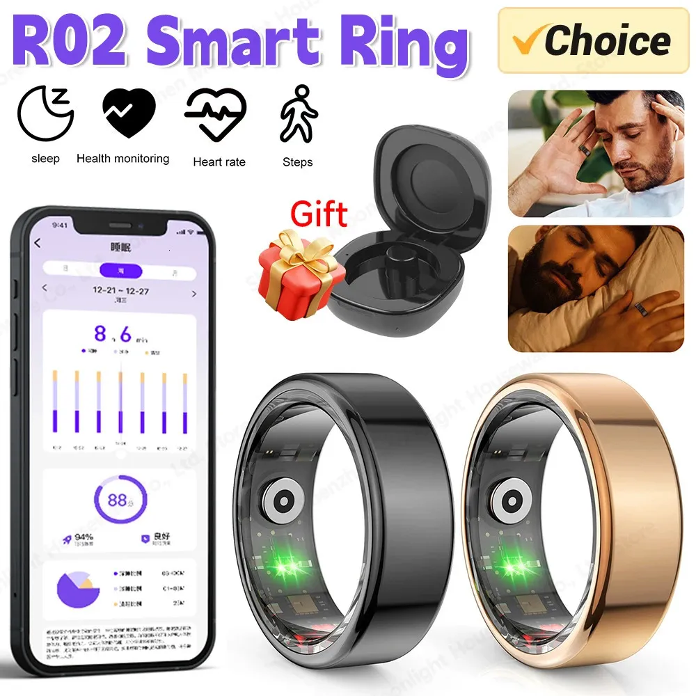 Premium Health Monitoring Smart Ring - Military Grade Steel, Waterproof ...