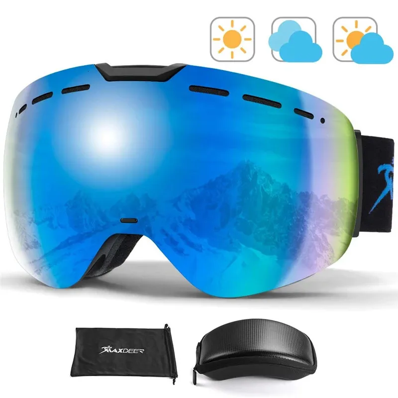 Magnetic Snow Goggles for Men - Anti-Fog Ski Goggles with UV400 ...