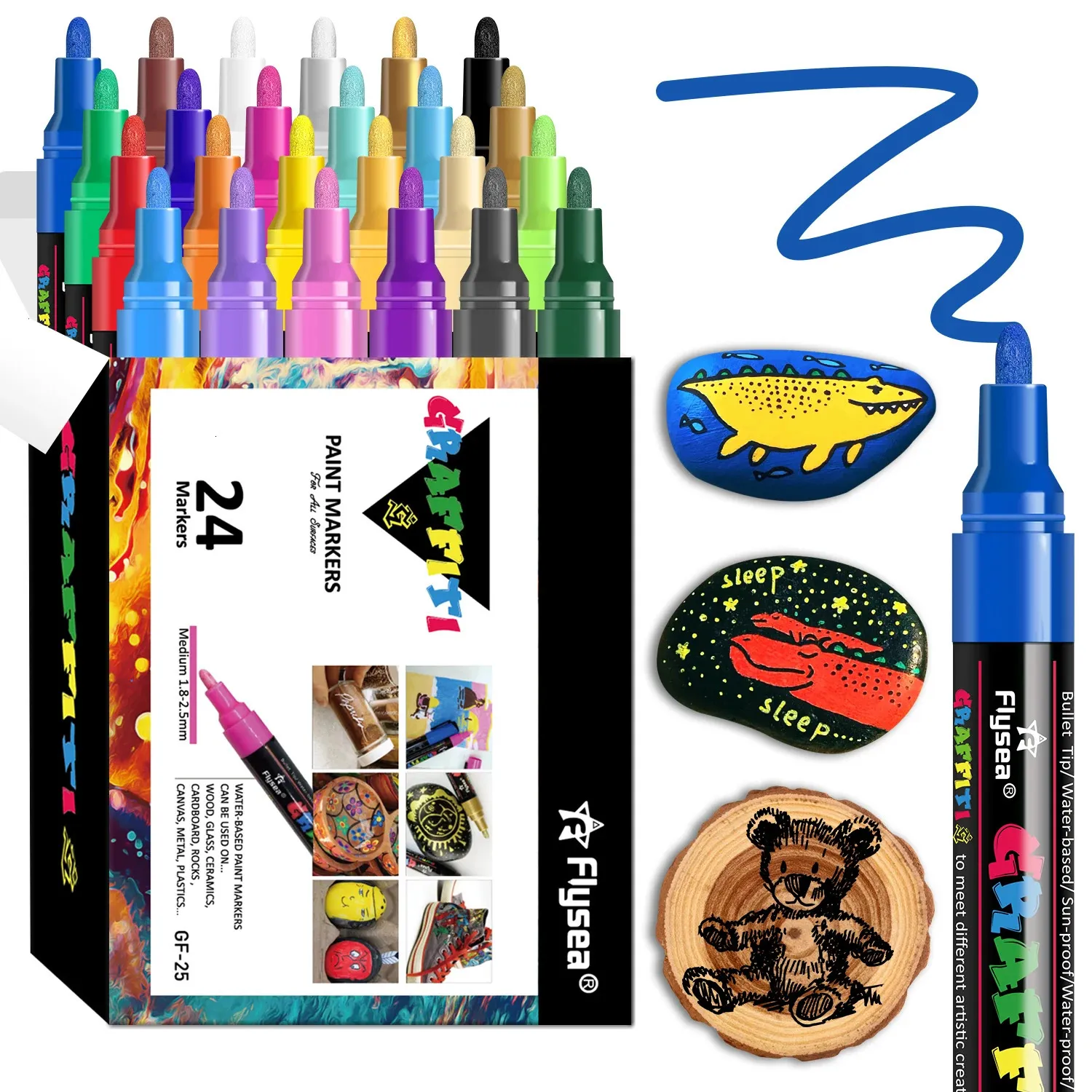 Acrylic Graffiti Pens Set - 12/18/Medium Tip, Fabric, Canvas, Rock ...