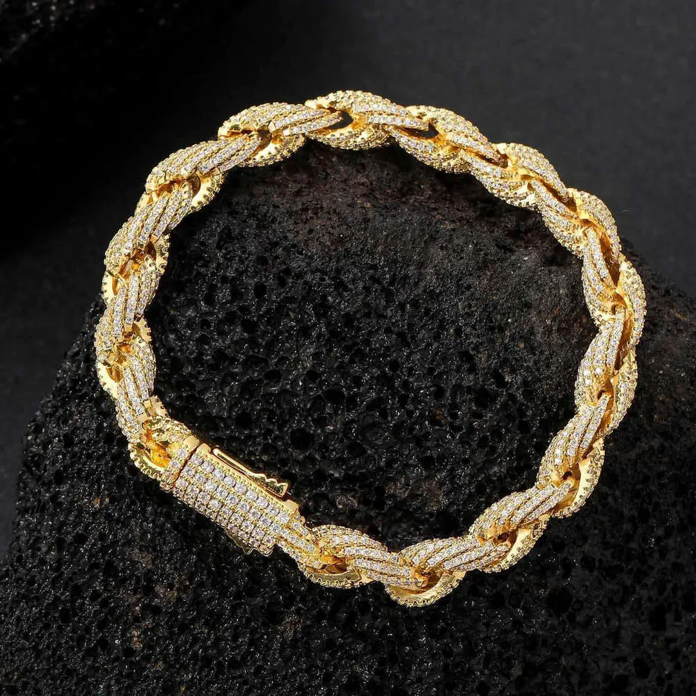 8mm Iced Out Gold Miami Cuban Rope Chain Bracelet & Necklace Set - VVS ...