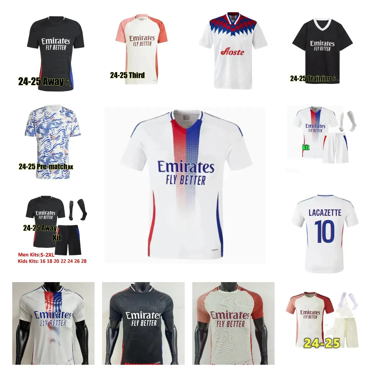 2024 2025 Lyon Olympique Football Shirts Soccer Jersey CAQUERET TOLISSO ...