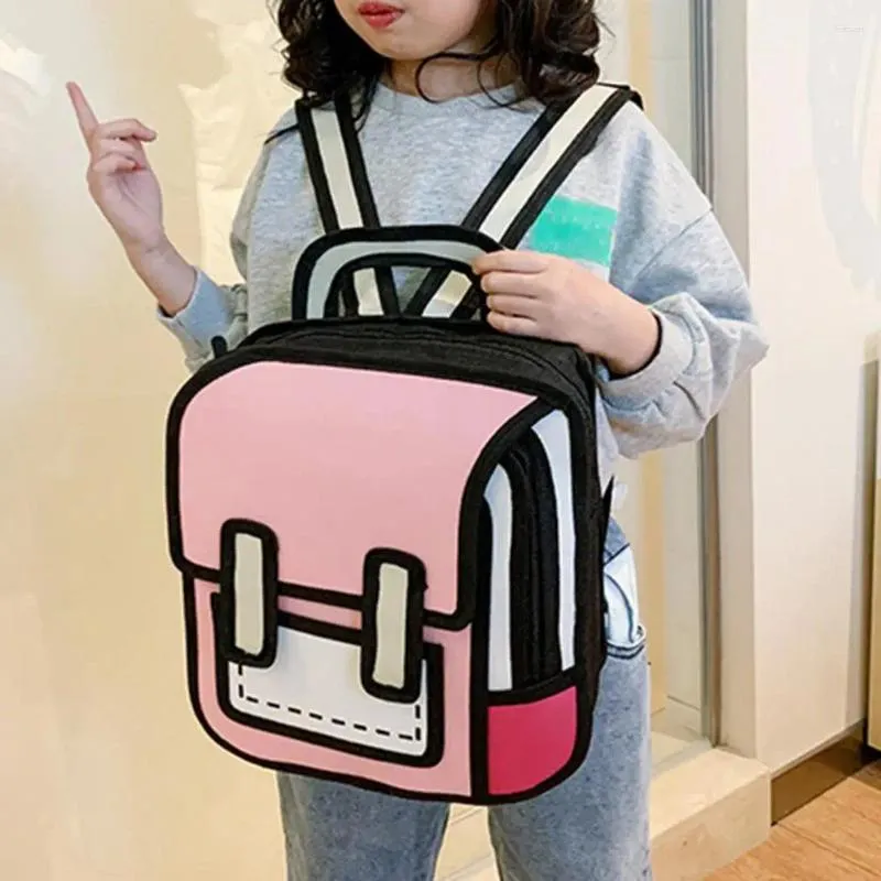 Cute Large Backpacks Student School Bag: Cartoon 2D Drawing Daypack ...