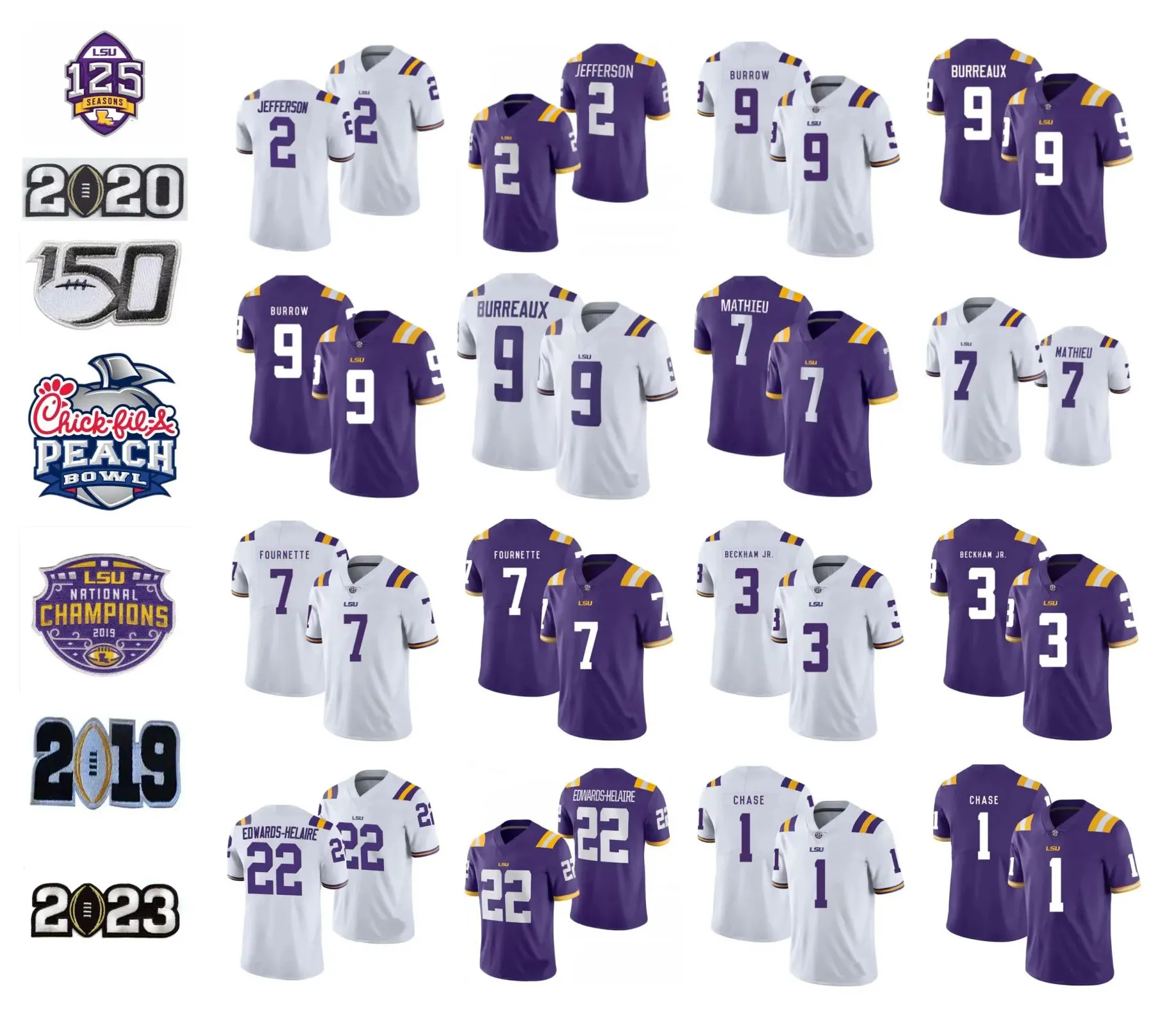 LSU Football Jersey Official Team Player Names & Numbers Durable Game ...