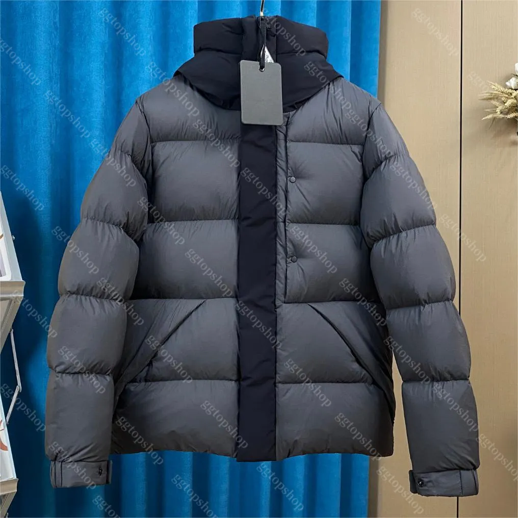 Mens Black Hooded Puffer Jacket Designer Winter Parka Coat Windproof ...