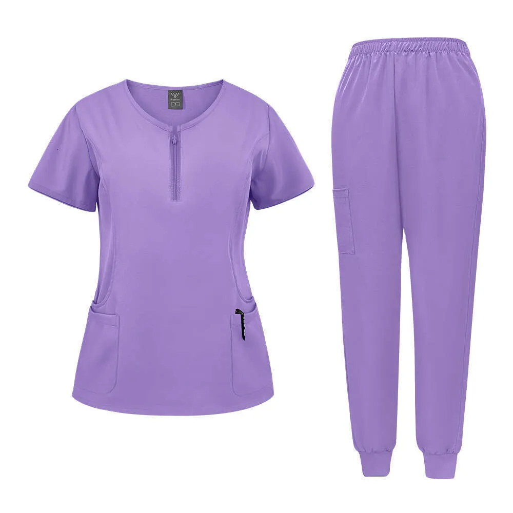 Breathable Summer Nursing Scrubs - Quick Drying Zipper Style Solid ...