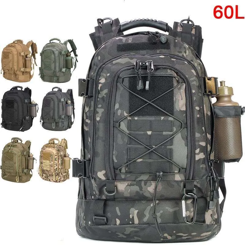 Hiking Rucksack Mens 60L Tactical Backpack Waterproof Molle Climbing ...