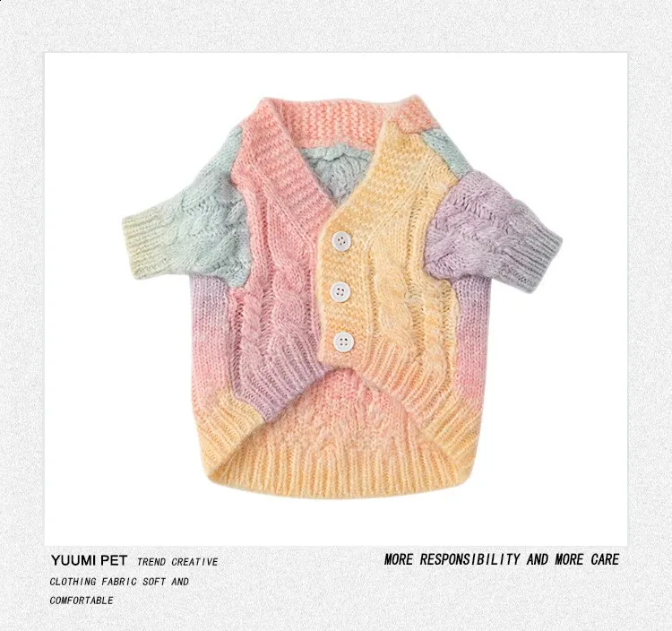 Warm Knit Dog Sweaters - Chihuahua, Yorkie, French Bulldog - Rainbow ...